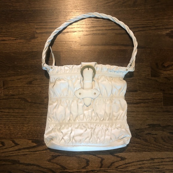 Bags | Genuine Leather Michael Rome Designs White Ruched Leather Bag ...